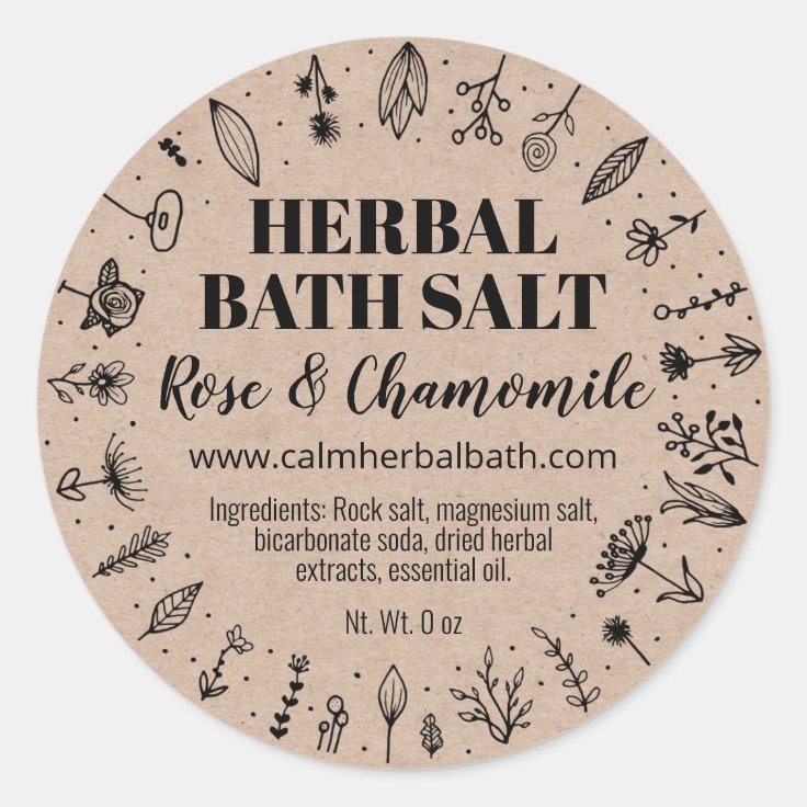 Homemade Kraft Herbal Bath Salt Labels | Zazzle