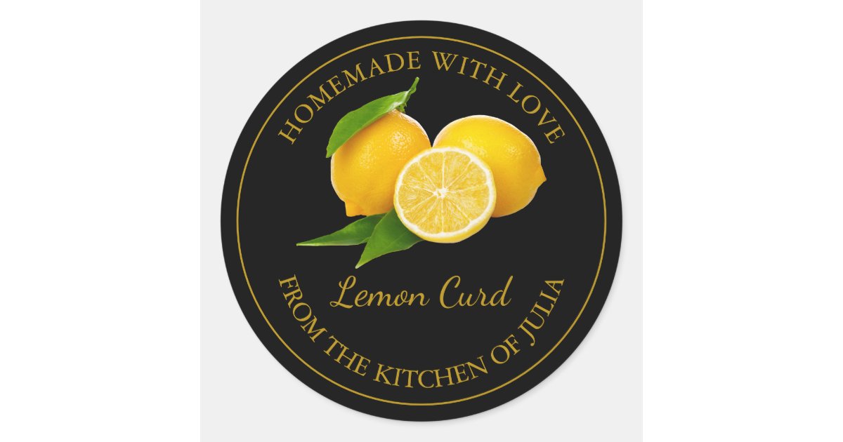 Homemade Lemon Curd Label | Black | Zazzle