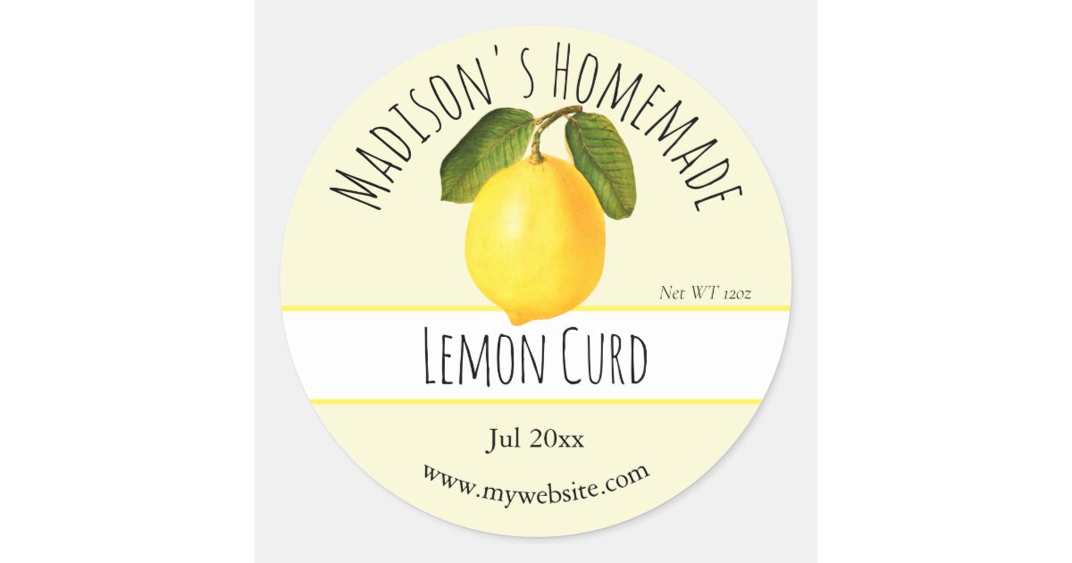 Homemade Lemon Curd Labels | Zazzle