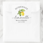Homemade Limoncello Calligraphy Watercolor Lemon Square Sticker | Zazzle