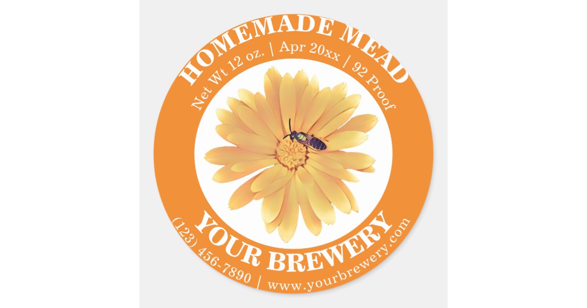 Homemade Mead Bottle Label Sticker | Zazzle