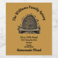 Homemade Mead | Honey Wine | Vintage BeeHive Wine Label | Zazzle