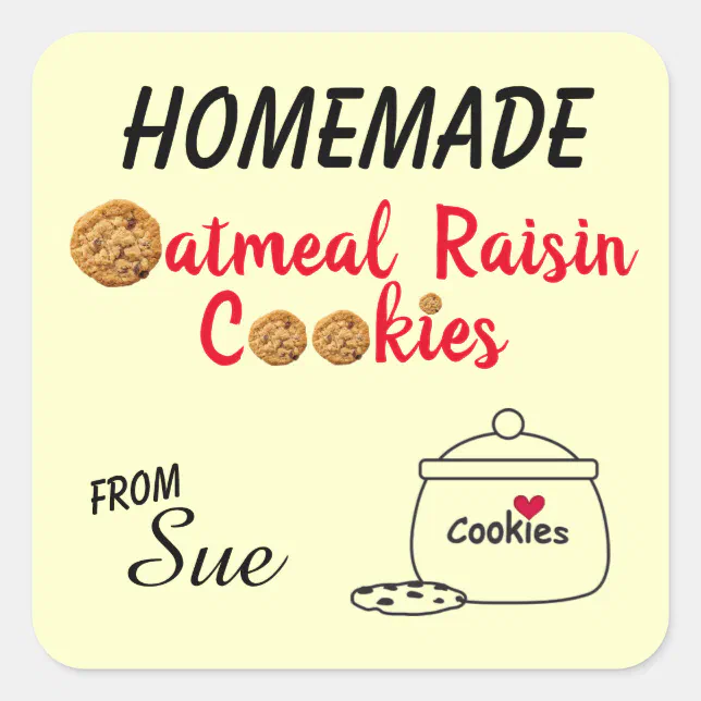 Homemade Oatmeal Raisin Cookie Label Stickers | Zazzle