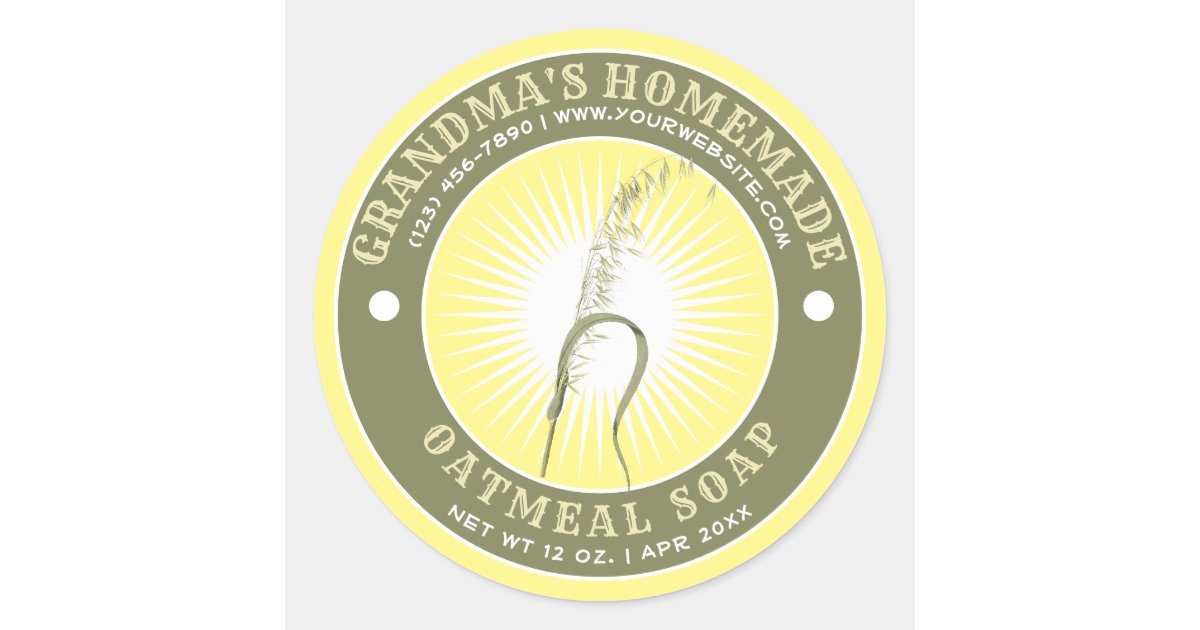 Homemade Oatmeal Soap Label Template | Zazzle