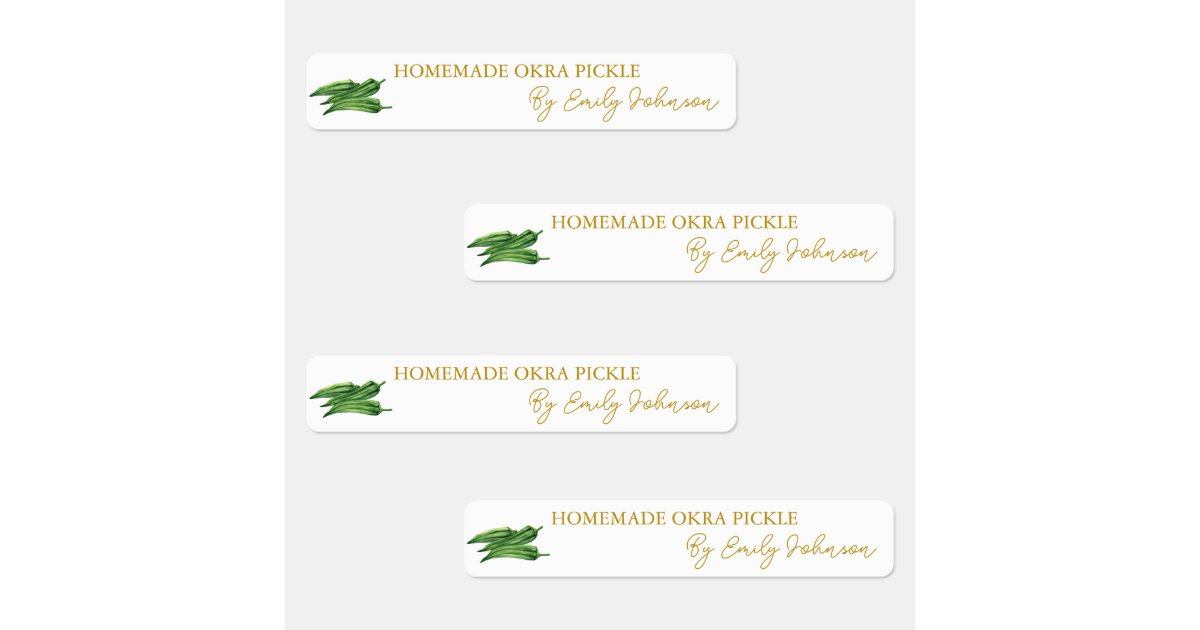 Homemade Okra Pickle Thin Label | Zazzle