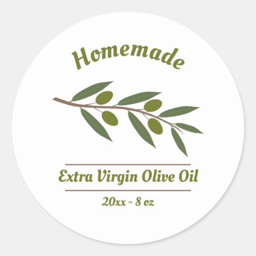Homemade Olive Oil Label Sticker | Zazzle