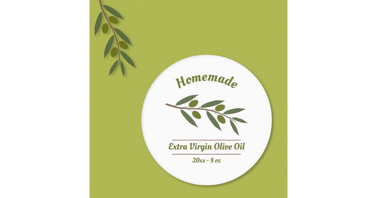 Homemade Olive Oil Label Sticker | Zazzle
