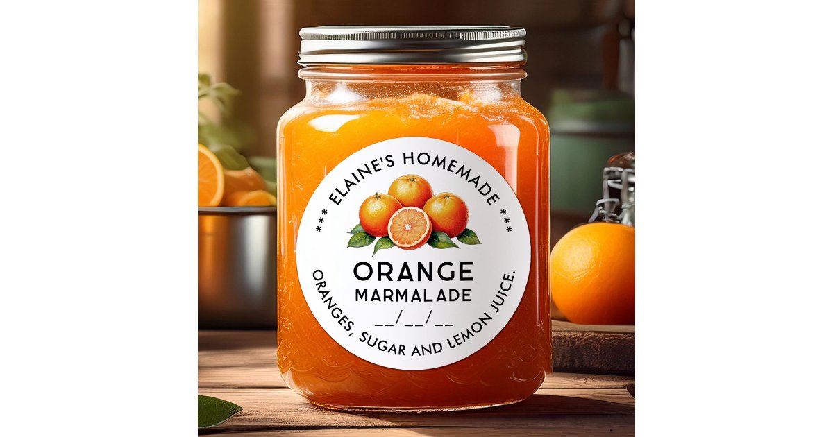Homemade Orange marmalade canning sticker | Zazzle