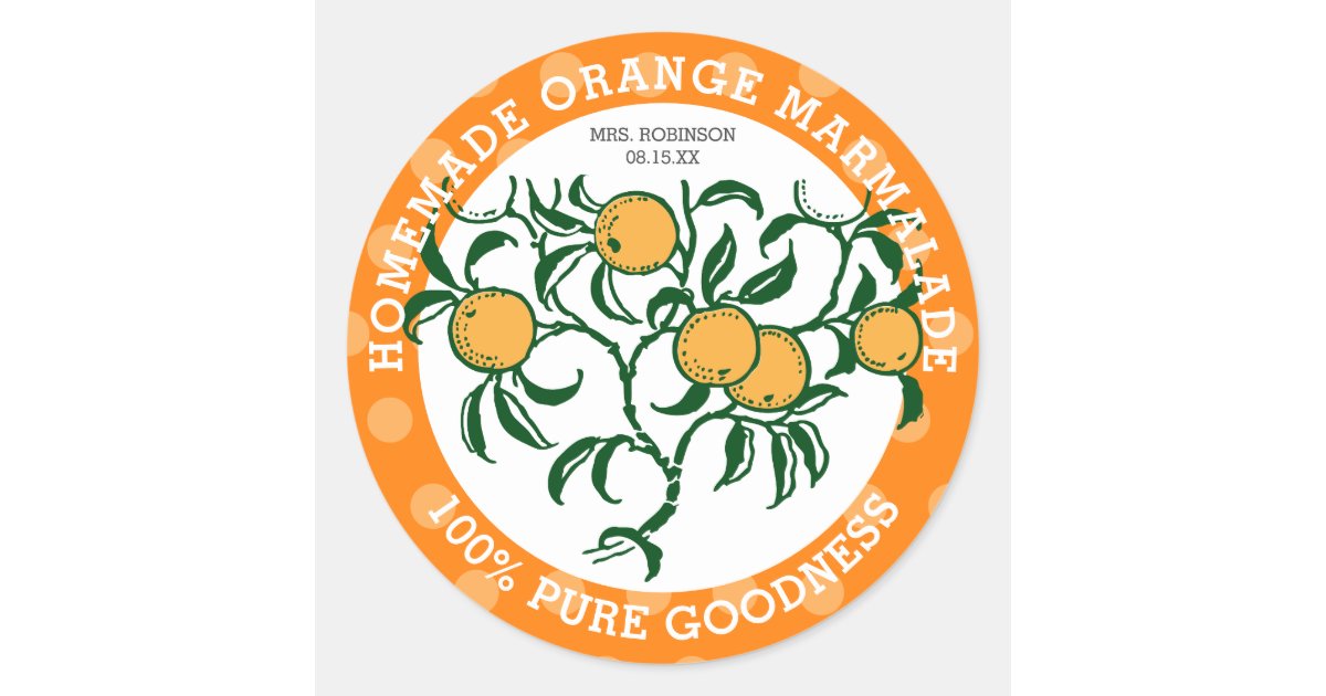Homemade Orange Marmalade Jam | Jar Food Labels | Zazzle