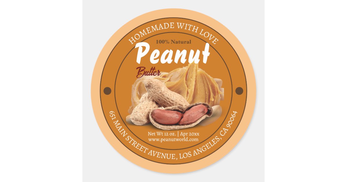 Homemade Peanut Butter Labels Sticker | Zazzle