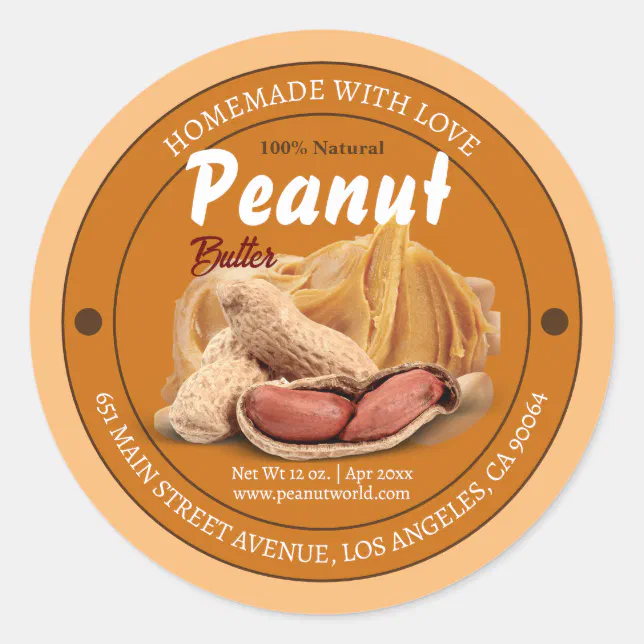 Homemade Peanut Butter Labels Sticker | Zazzle