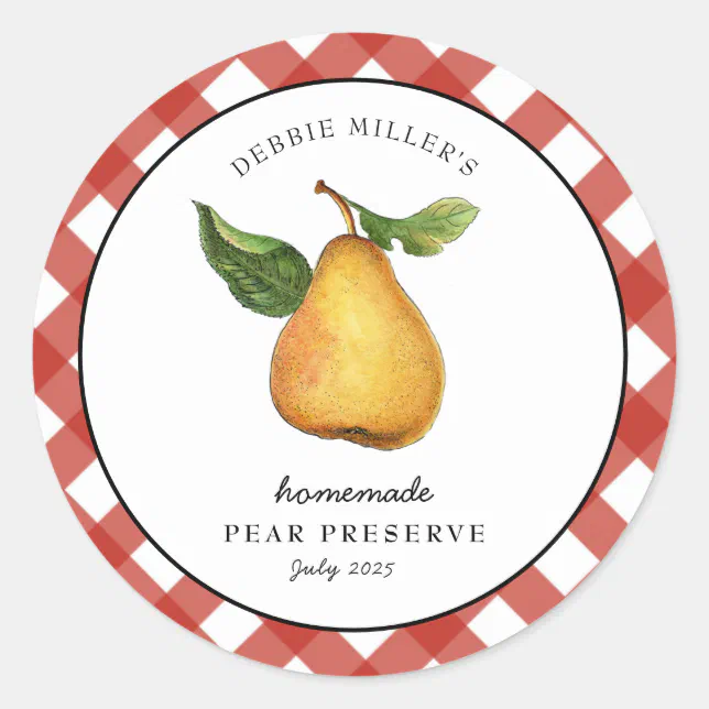 Homemade Pear Preserve Canning jar label | Zazzle