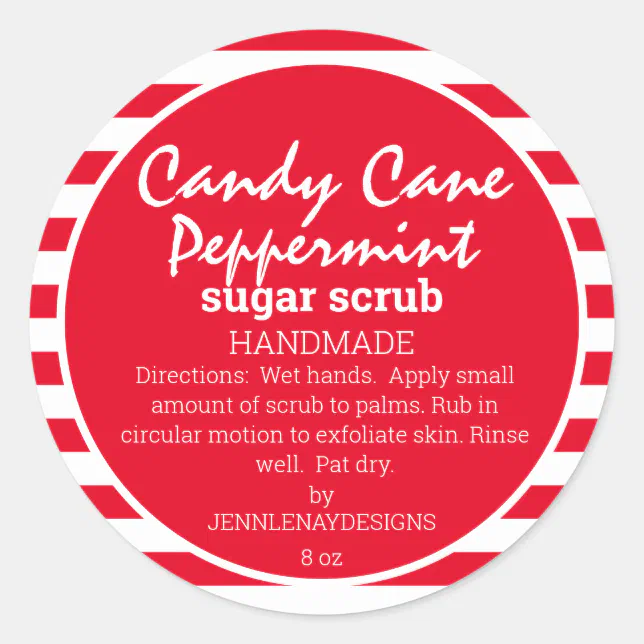 Homemade Peppermint Sugar Scrub Custom Labels | Zazzle
