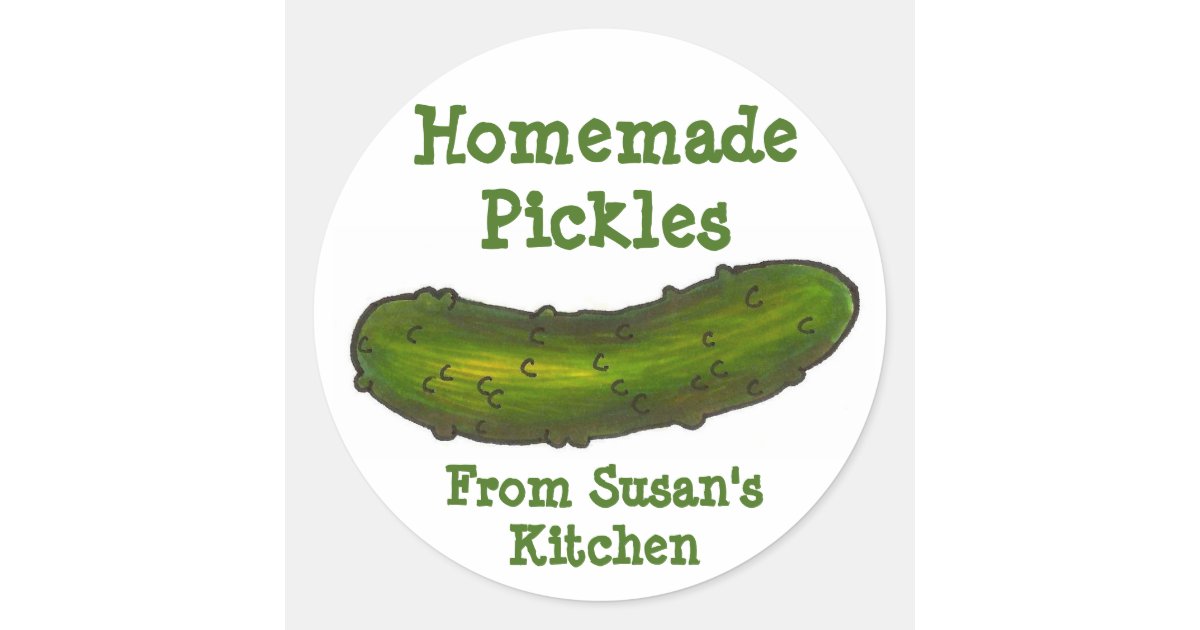 Homemade Pickles Personalized Green Dill Pickle Classic Round Sticker ...