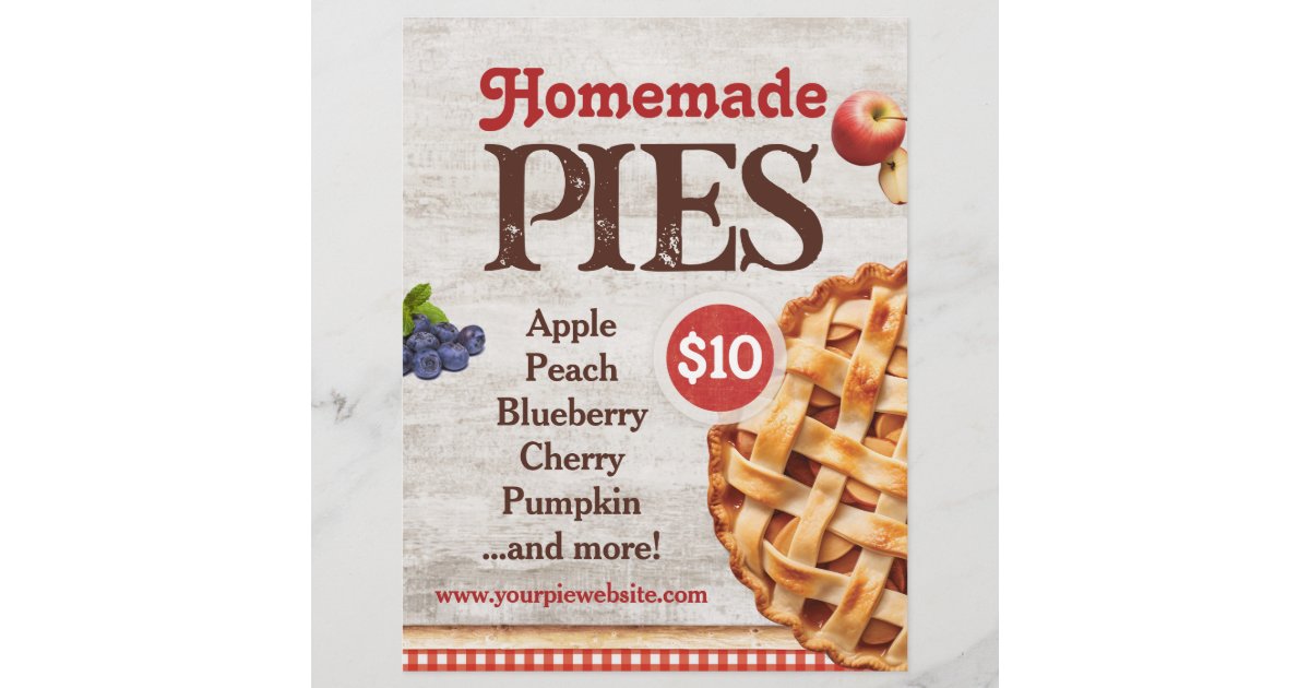 Homemade Pies Menu Flyer Template | Zazzle