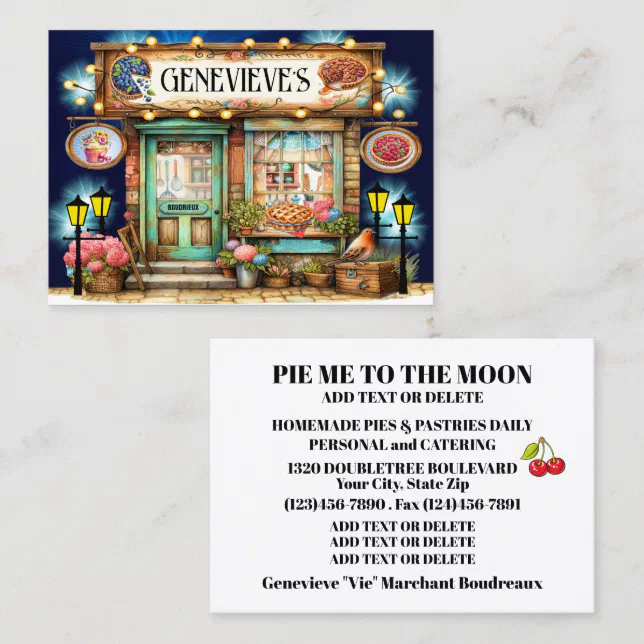 Homemade Pies, Pastries, Bakery Business Card | Zazzle