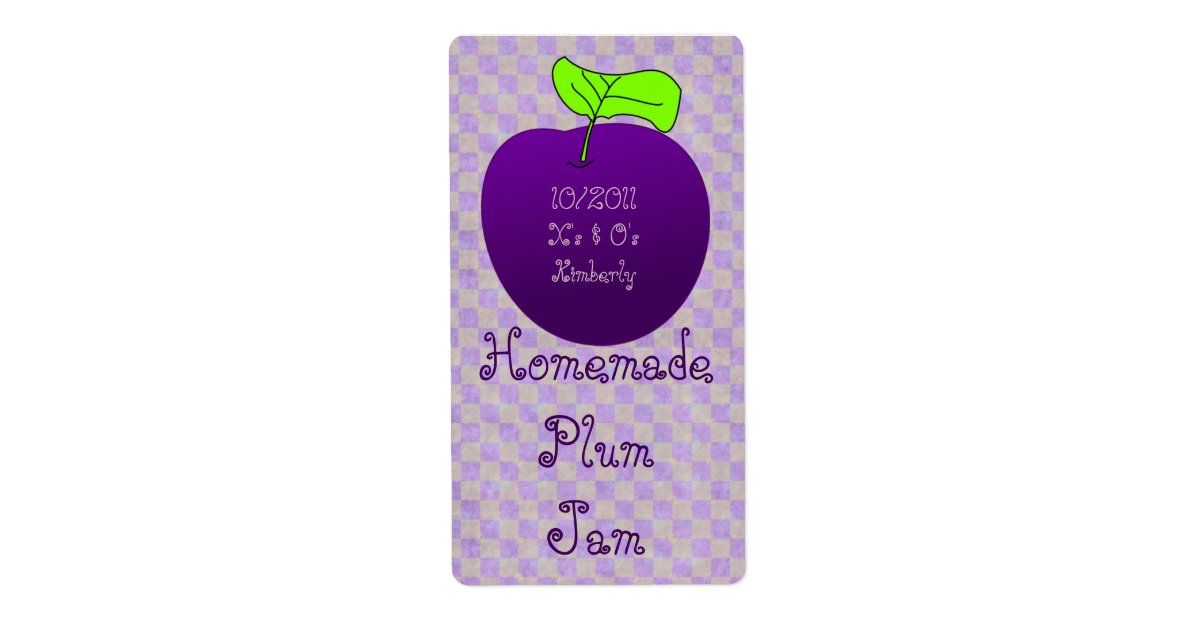 Homemade Plum Jam Jar Label (Customize) | Zazzle