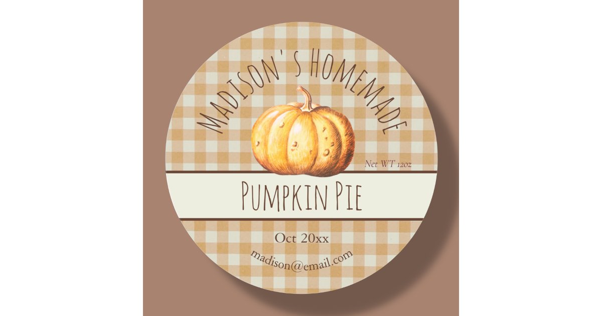 Homemade Pumpkin Pie Labels | Zazzle