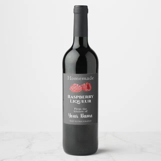 Homemade Raspberry Liqueur Your Name Chalk Art Wine Label | Zazzle