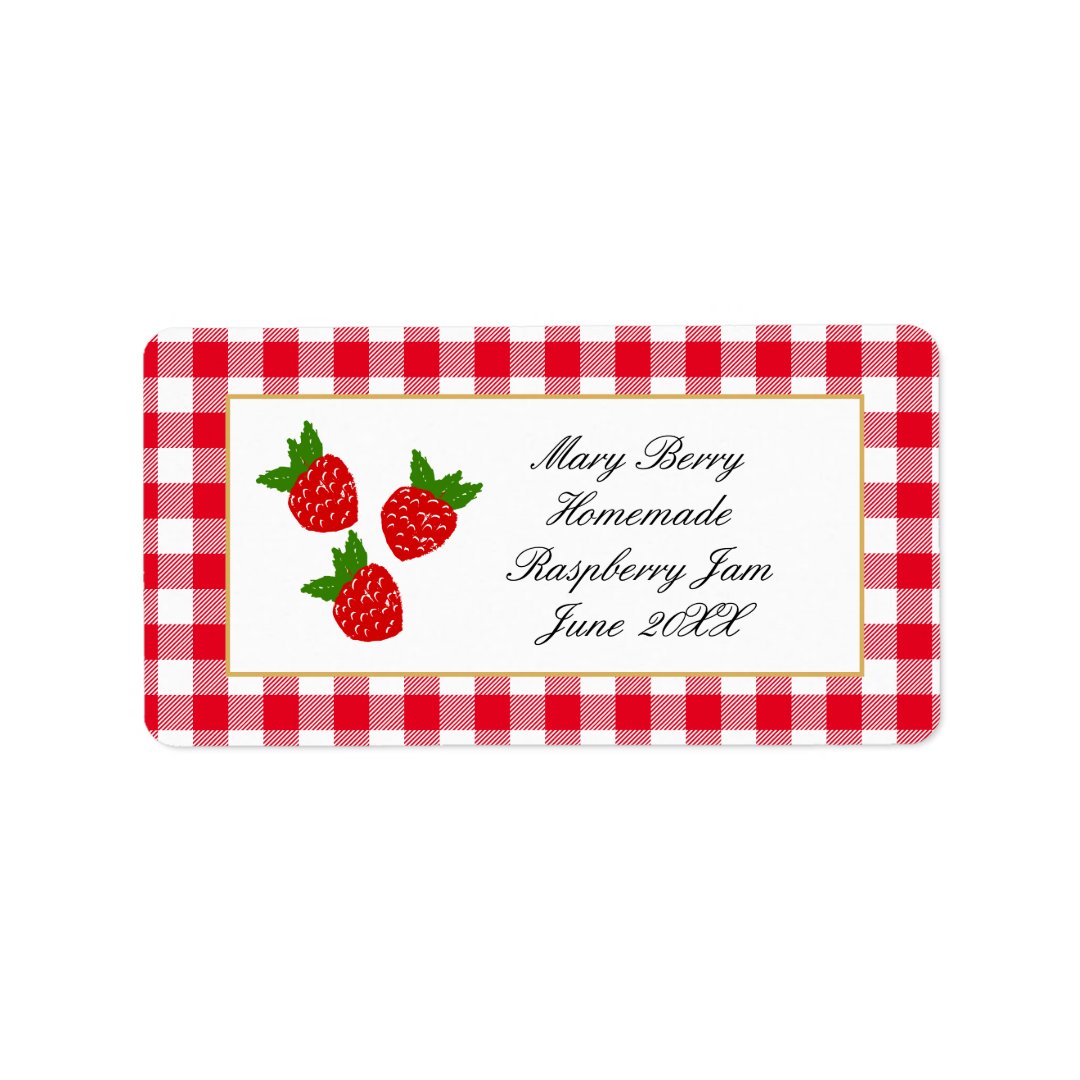 Homemade raspberry sum mer fruit jam hamper label | Zazzle