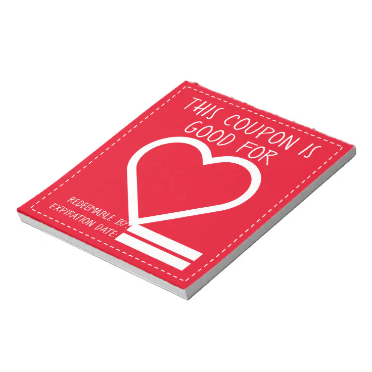 Homemade Red Coupon Book Heart Love | Generic Notepad | Zazzle
