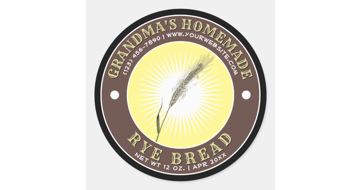 Homemade Rye Bread Label Template | Zazzle