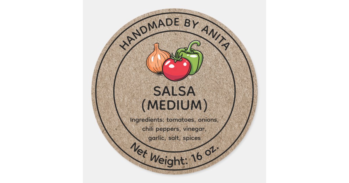 Homemade Salsa Jar Label Kraft Paper Style | Zazzle