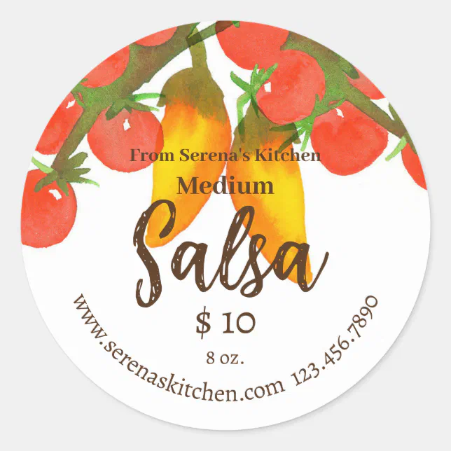 Homemade Salsa Label Tomatoes Peppers Template | Zazzle