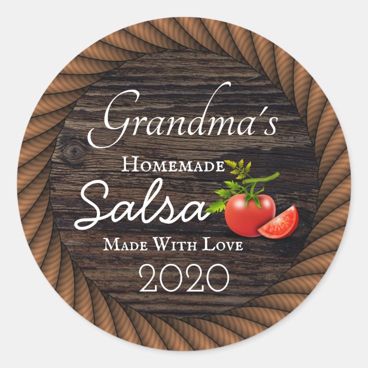 Homemade Salsa Personalized Rustic Classic Round Sticker | Zazzle