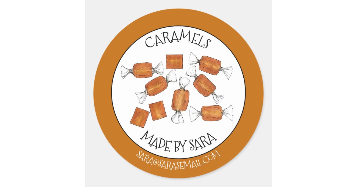 Homemade Salted Caramels Sweets Candy Made By Classic Round Sticker ...