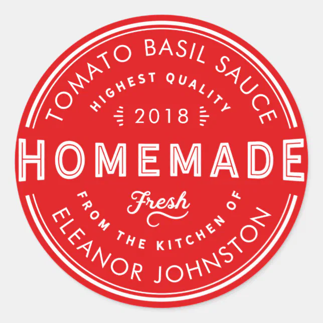 Homemade Sauce Label Custom Color and Text | Zazzle
