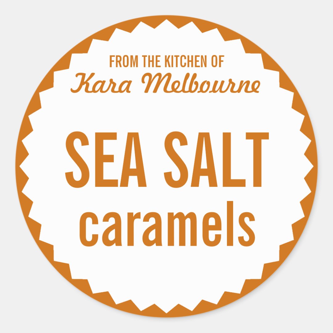 Homemade Sea Salt Caramel Label Template | Zazzle
