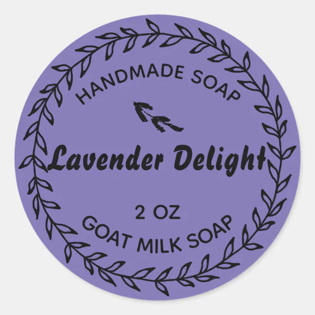 Homemade Soap Rustic Country Wreath Lavender Classic Round Sticker | Zazzle