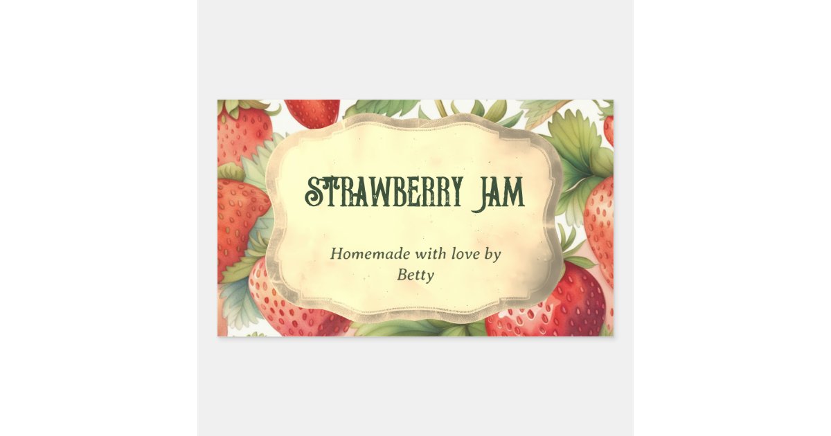 Homemade Strawberry Jam Jar Label | Zazzle