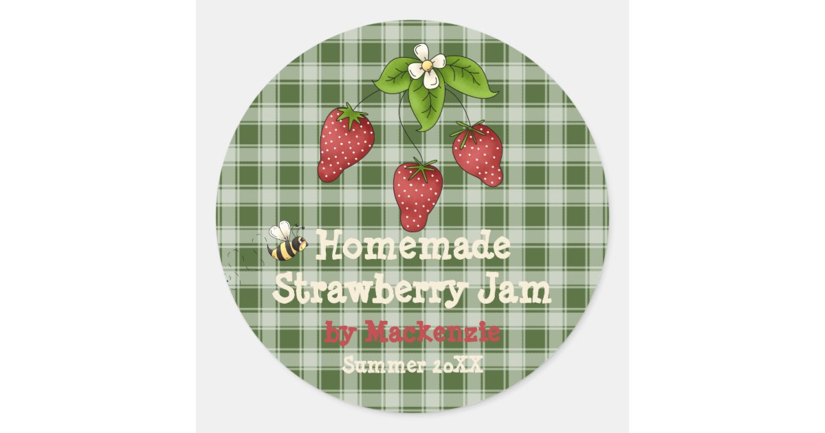 Homemade Strawberry Jam Jar Label (Customize) | Zazzle
