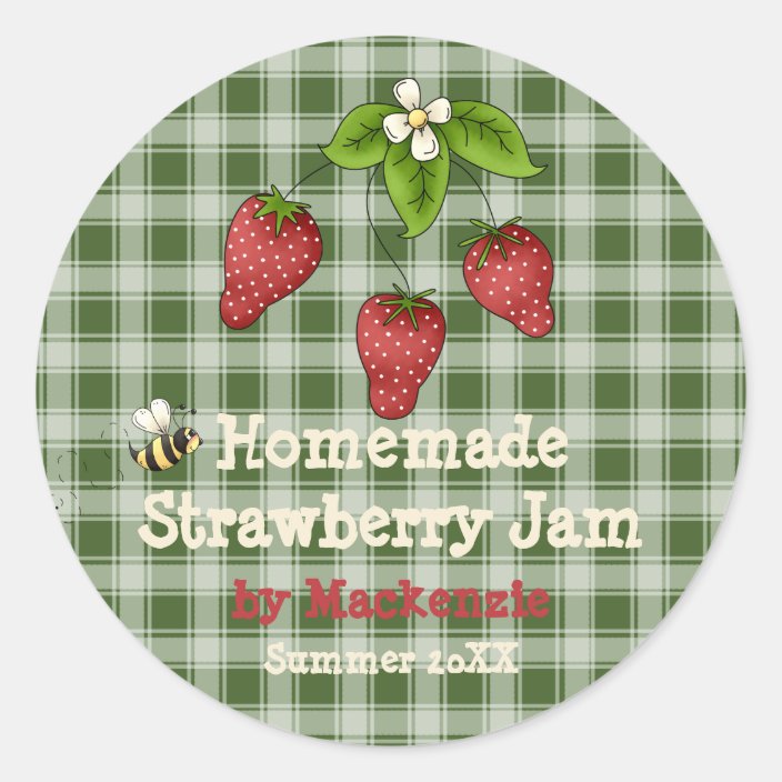Homemade Strawberry Jam Jar Label (Customize) | Zazzle.com