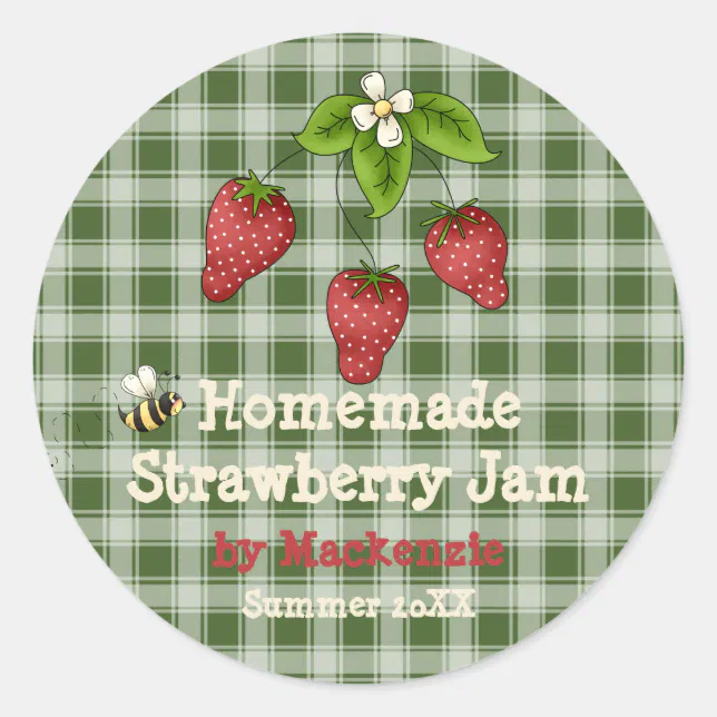 Homemade Strawberry Jam Jar Label (Customize) | Zazzle