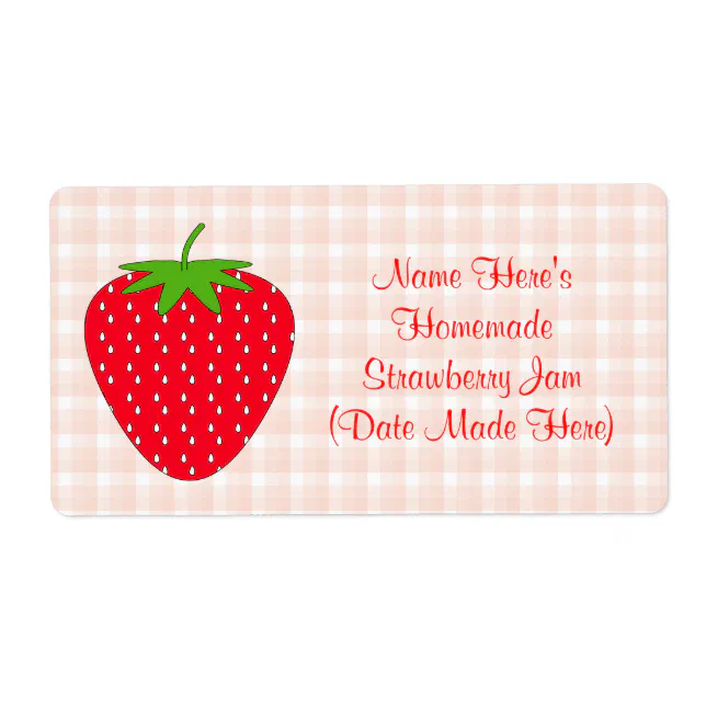 Homemade Strawberry Jam Label. Pink and Red. Label | Zazzle