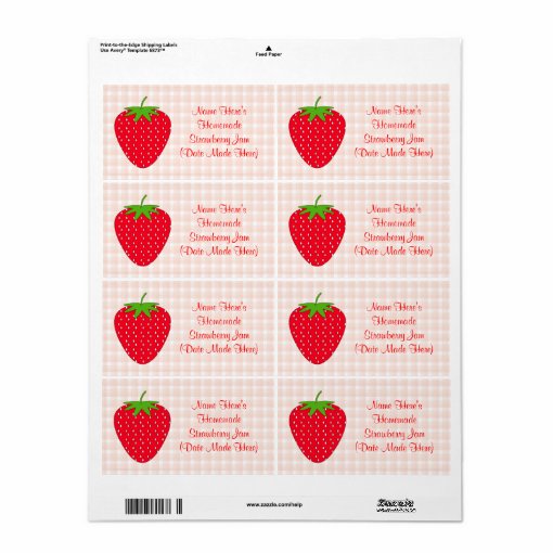 Homemade Strawberry Jam Label. Pink and Red. Label | Zazzle