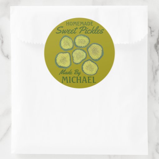 Homemade Sweet Pickles Personalized Dill Pickle Classic Round Sticker ...