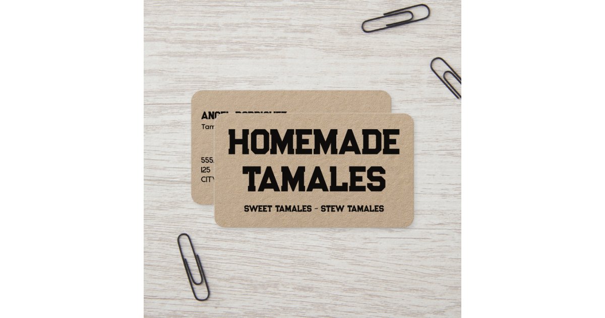Homemade Tamales Kraft Business Card | Zazzle