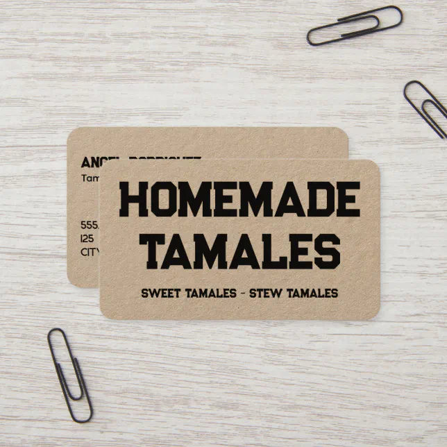 Homemade Tamales Kraft Business Card | Zazzle