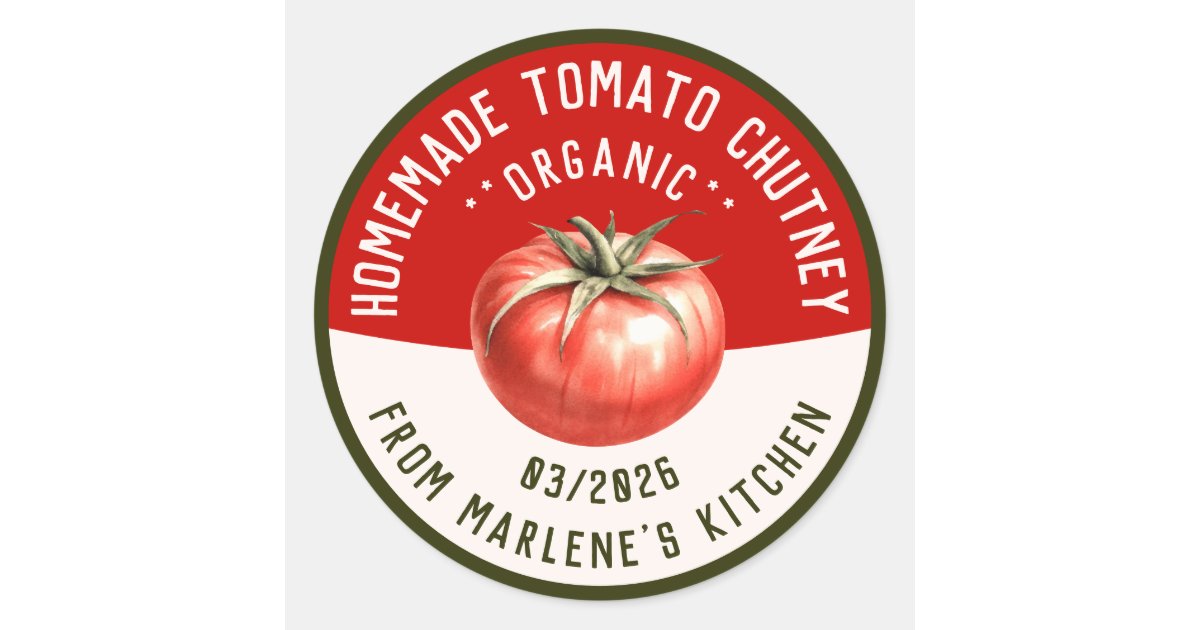 Homemade tomato chutney with two colours classic round sticker | Zazzle