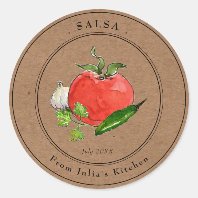 Homemade Tomato Salsa Kraft paper Jar label | Zazzle