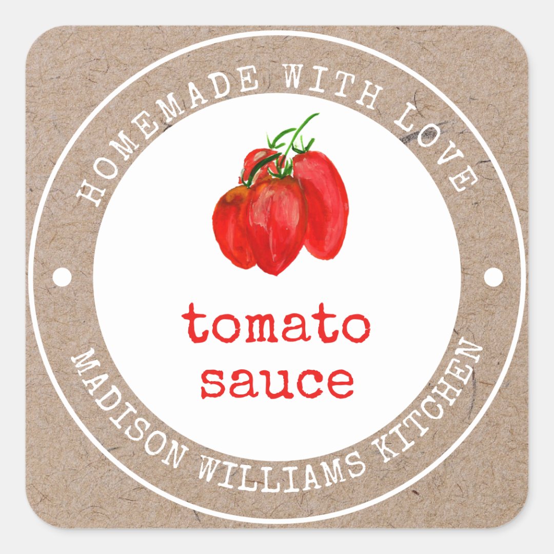Homemade Tomato Sauce Canning Label | Zazzle