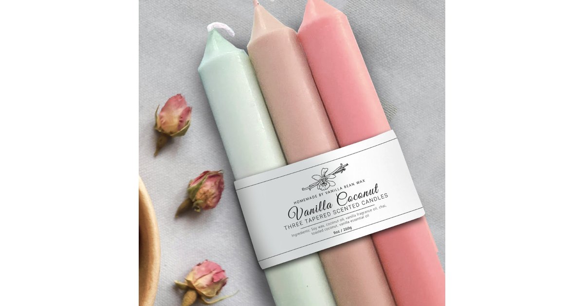 Homemade vanilla coconut candle belly band label | Zazzle