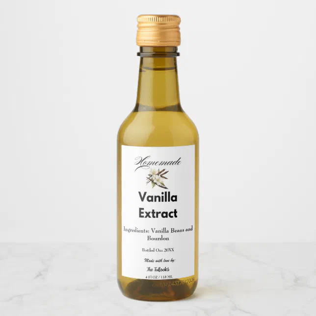 Homemade Vanilla Extract Gift Personalized Product Wine Label | Zazzle