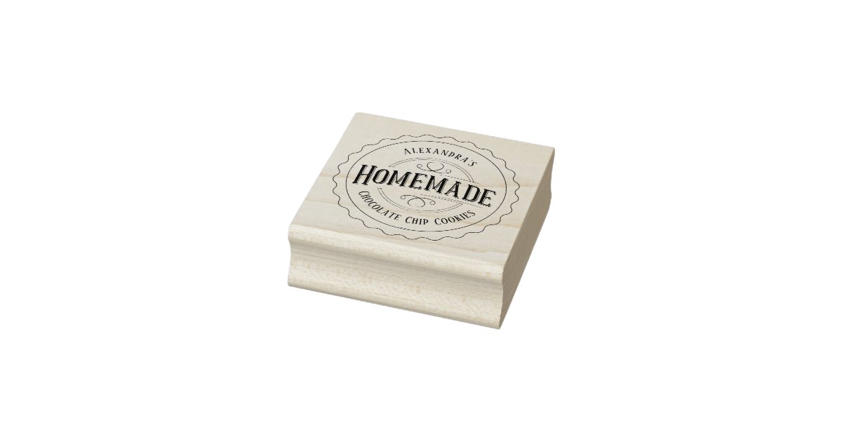 Homemade Vintage Personalized Label Wood Stamp | Zazzle