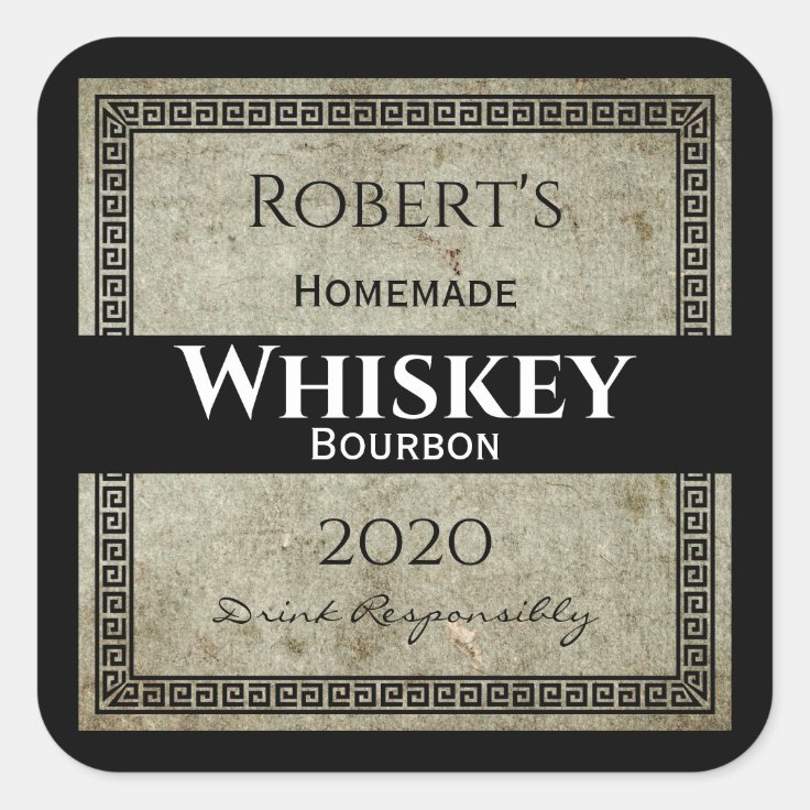 Homemade Whiskey Personalized Square Sticker | Zazzle