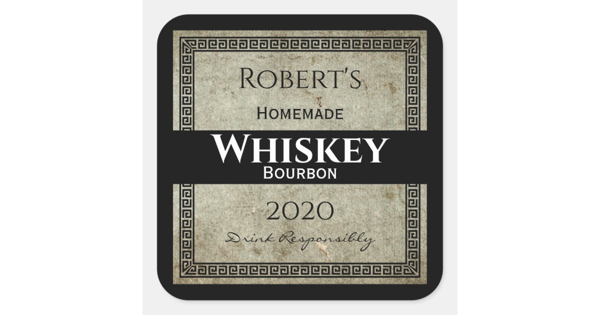 Homemade Whiskey Personalized Square Sticker | Zazzle